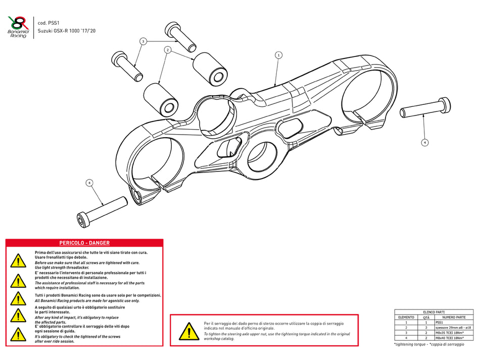 Bonamici Triple Tree Clamp Suzuki GSX-R 1000 (Black) (Street) (2017 ...
